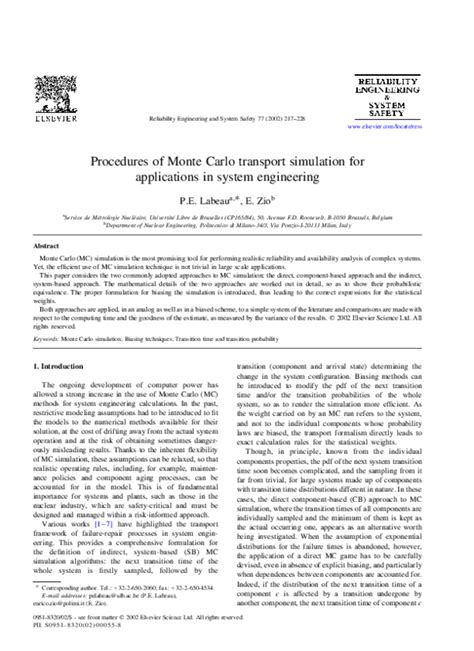 Pdf Procedures Of Monte Carlo Transport Simulation For Applications In System Engineering