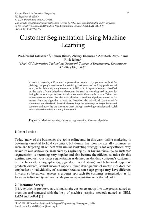 PDF Customer Segmentation Using Machine Learning