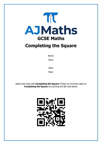 Gcse Maths Completing The Square Teaching Resources