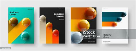 신선한 사실적인 구 1면 일러스트 세트 독특한 회사 Id A4 디자인 벡터 레이아웃 컬렉션 A4 용지에 대한 스톡 벡터 아트 및