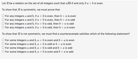 Solved Let R Be A Relation On The Set Of All Integers Such Chegg