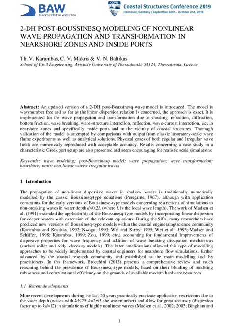 Pdf 2 Dh Post Boussinesq Modeling Of Nonlinear Wave Propagation And