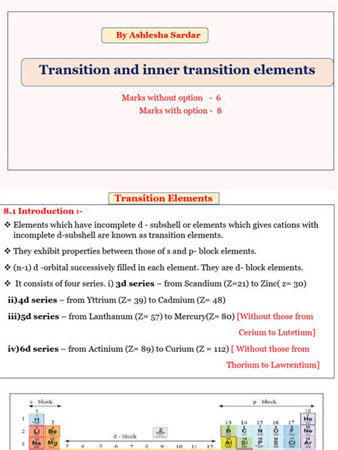 8transition And Inner Transition Elements Pdf Lanthanide Transition Metals