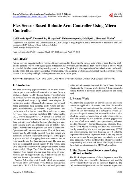 PDF Flex Sensor Based Robotic Arm Controller Using Micro Controller