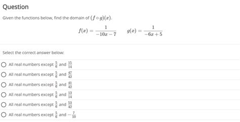 solved given the functions below find the domain of