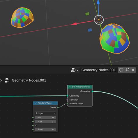 Geo Nodes How To Randomize Material For An Entire Selection Not Every Face Individually R