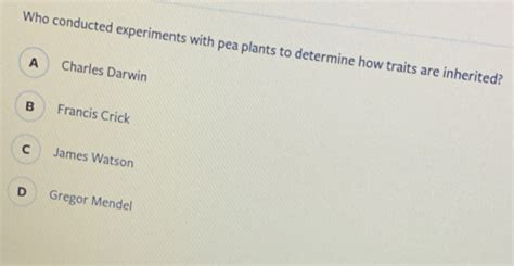 Solved Who Conducted Experiments With Pea Plants To Determine How