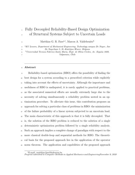 Pdf Fully Decoupled Reliability Based Design Optimization Of