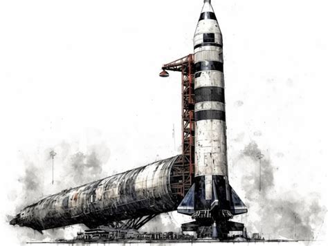 Premium Photo Arafed Drawing Of A Rocket On A Building With A Crane