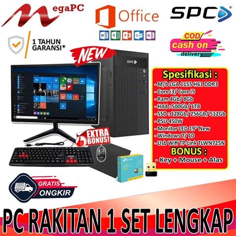Jual Set Pc Komputer Rakitan Lengkap Plus Monitor Inch Shopee Indonesia
