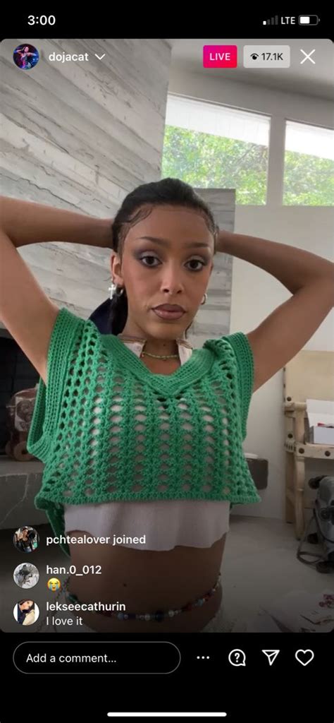 Doja Cat Green Outfit Live Green Outfit Crochet Top Crochet Scarf