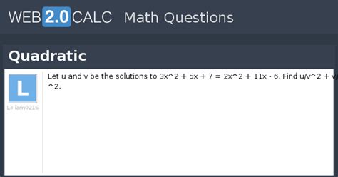 View Question Quadratic