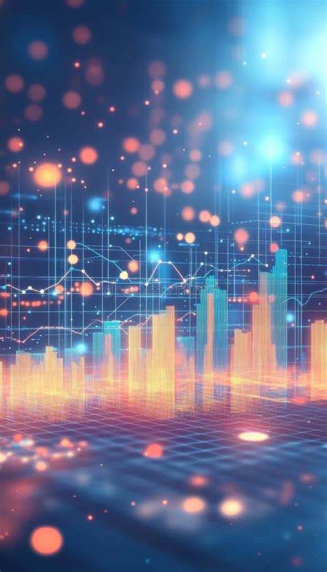 Digital Cityscape With Glowing Graph Data Visualization Futuristic