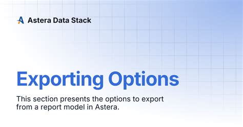Exporting Options Astera Data Stack