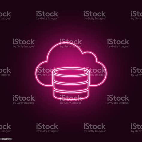 클라우드 데이터베이스 아이콘입니다 네온 스타일 아이콘에서 웹 개발의 요소입니다 웹사이트 웹 디자인 모바일 앱 정보 그래픽에 대 한 간단한 아이콘 0명에 대한 스톡 벡터 아트