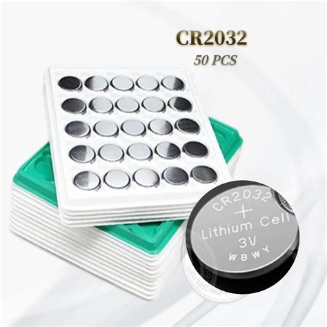 New 50pcs 3v Cr2032 Lithium Button Cell Battery Br2032 Dl2032 Cr2032 Button Coin Cell