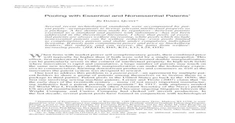 Pdf Pooling With Essential And Nonessential Patentsdquint Papers Quint · Pooling With