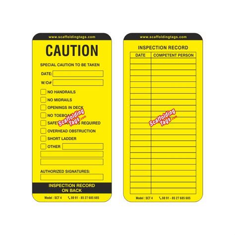 Customized Scaffold Safety Tags For Mobile Scaffold Portable Bamboo Aluminium Building