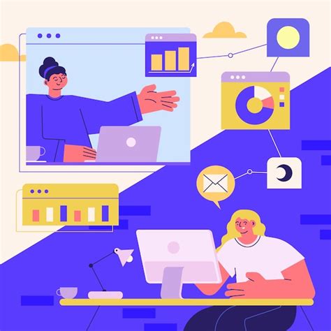 Premium Vector Flat Illustration For Business Asynchronous Work