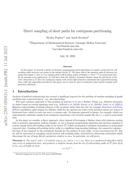 Direct Sampling Of Short Paths For Contiguous Partitioning Deepai