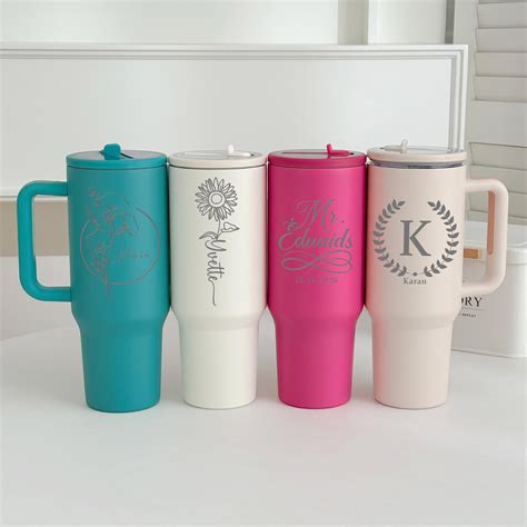 Personalized 40oz Tumbler With Handle And Straw Custom Engraved