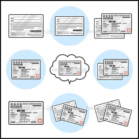 健康保険資格確認書（保険証）表裏両面のイラスト カラー ベクター アイコン セット 白 [286955814] イメージマート