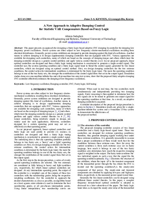 Pdf A New Approach To Adaptive Damping Control For Statistic Var Compensators Based On Fuzzy Logic