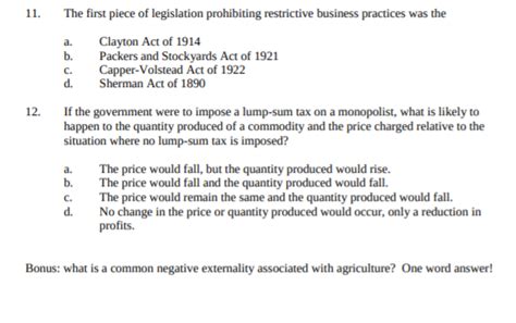 Solved 11 The First Piece Of Legislation Prohibiting