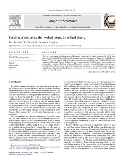 Pdf Buckling Of Composite Thin Walled Beams By Refined Theory