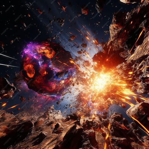 Premium Photo An Exploding Planet Surrounded By Rocks And Debris