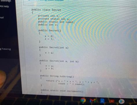 Solved Meeungs An Help Public Class Secret Mail Private Int