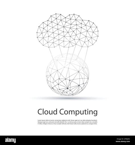 Black And White Minimal Cloud Computing Networks Structure Telecommunications Concept Design