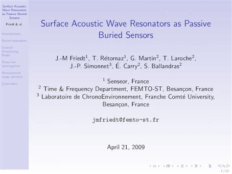 Pdf Surface Acoustic Wave Resonators As Passive Buried Sensorsjmfriedt Free Fr Slides Eftf09