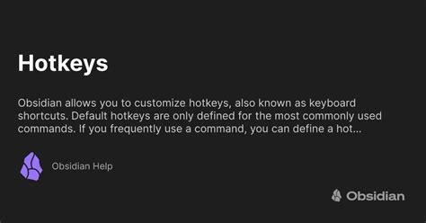 Hotkeys Obsidian Help