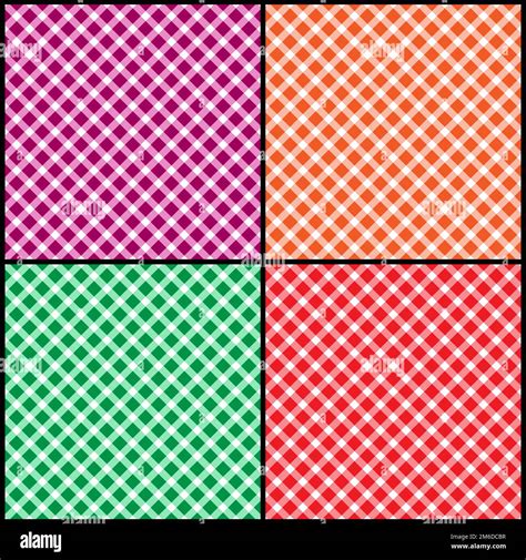 Set Of Seamless Diagonal Patterns Of Squares Diamonds Random Colors