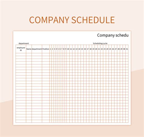 Company Schedule Excel Template And Google Sheets File For Free Download - Slidesdocs