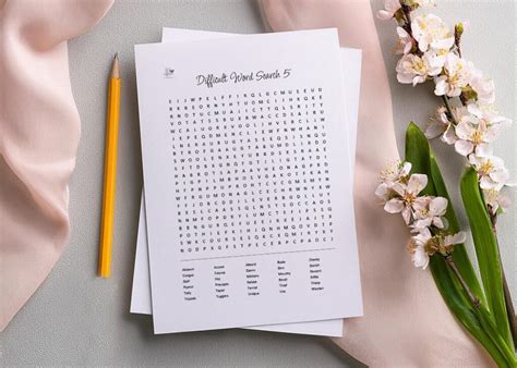 5 Difficult Printable Word Search Puzzles