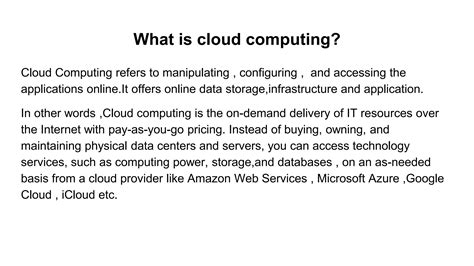 Presentation On Cloud Computingpptx Free Download