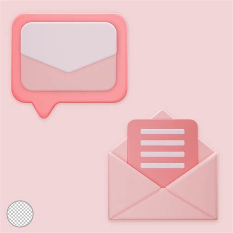 Premium Psd Set Of 3d Email Envelope With Push Notification And New Inbox Message Icon