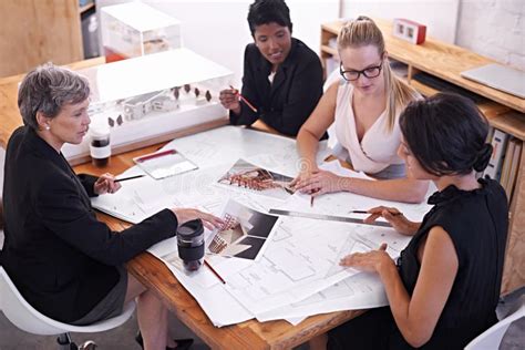 Architecture People Or Civil Engineering Team Drawing For Development Project And Planning On