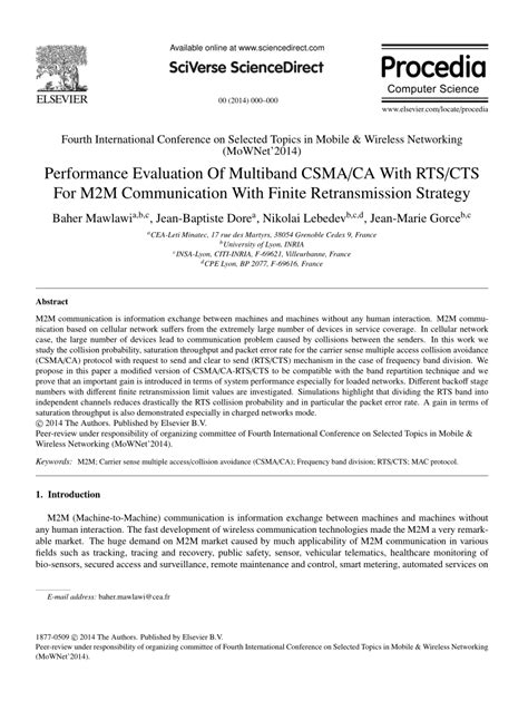 Pdf Performance Evaluation Of Multiband Csmaca With Rtscts For M2m Communication With Finite