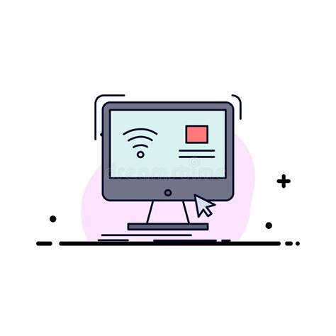 Control Computer Monitor Remote Smart Flat Color Icon Vector Stock Vector Illustration Of