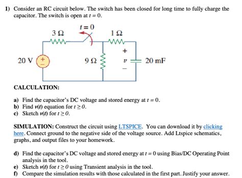 solved 1 consider an rc circuit below the switch has been