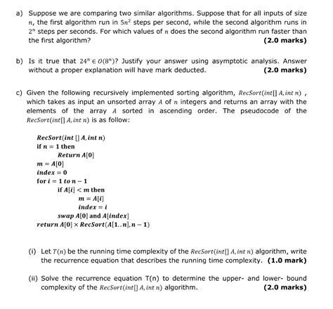 solved a suppose we are comparing two similar algorithms