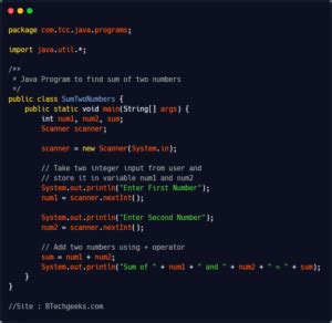 Java Program To Add Two Numbers Java Program To Add Two Numbers Btech Geeks