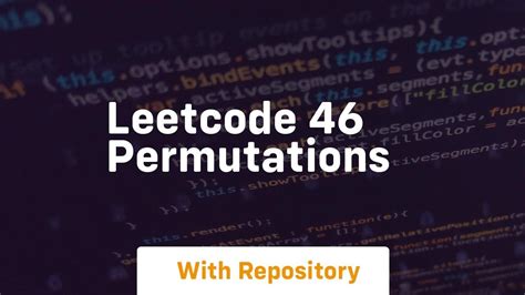 Leetcode 46 Permutations Youtube