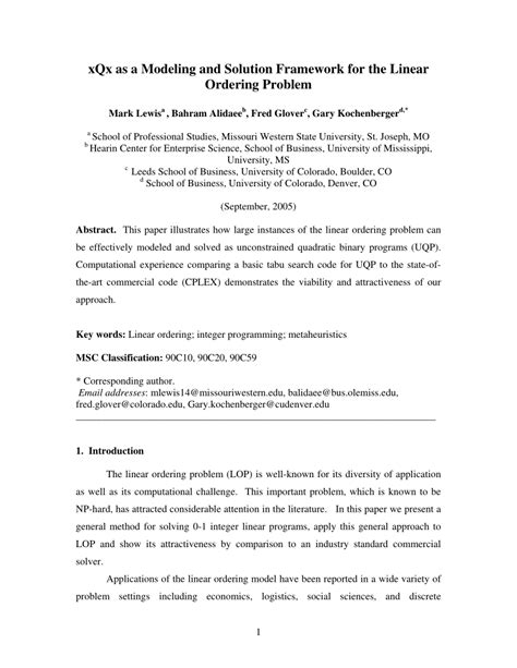 Pdf Xqx As A Modeling And Solution Framework For The Linear Ordering