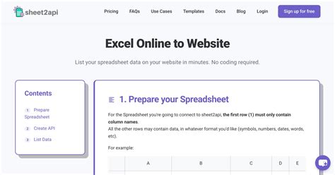 Excel Online To Website 2025 Sheet2api