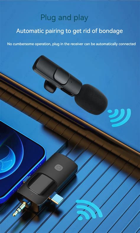 Беспроводной петличный микрофон 3 в 1 для iPhone, Android, 3,5 мм ...