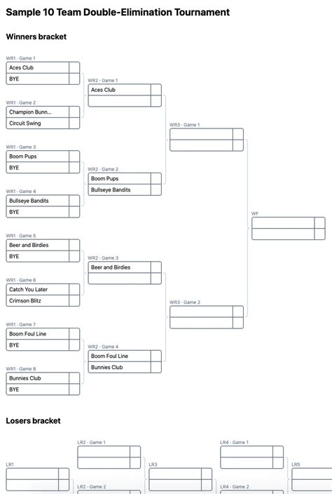 10 Team Double Elimination Bracket Generator Free Printable Pdfcsv
